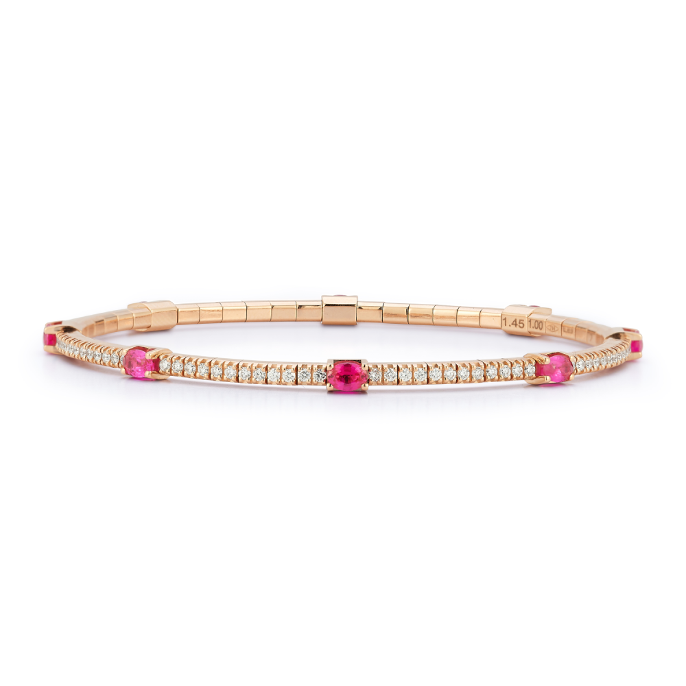 Dia Oval Ruby Stretch Bracelet - 2 Carat Sizes – Extensible