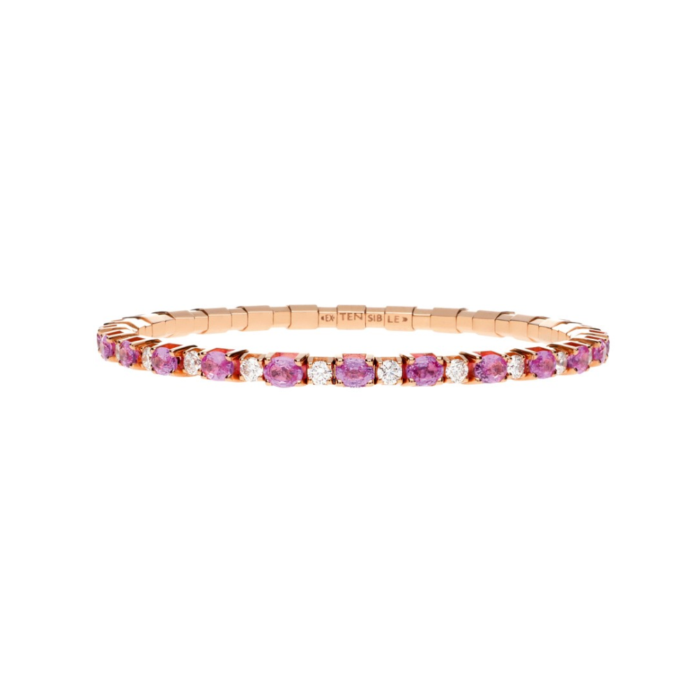 Oval Cut Pink Sapphire & Diamond Stretch Bracelet – Extensible
