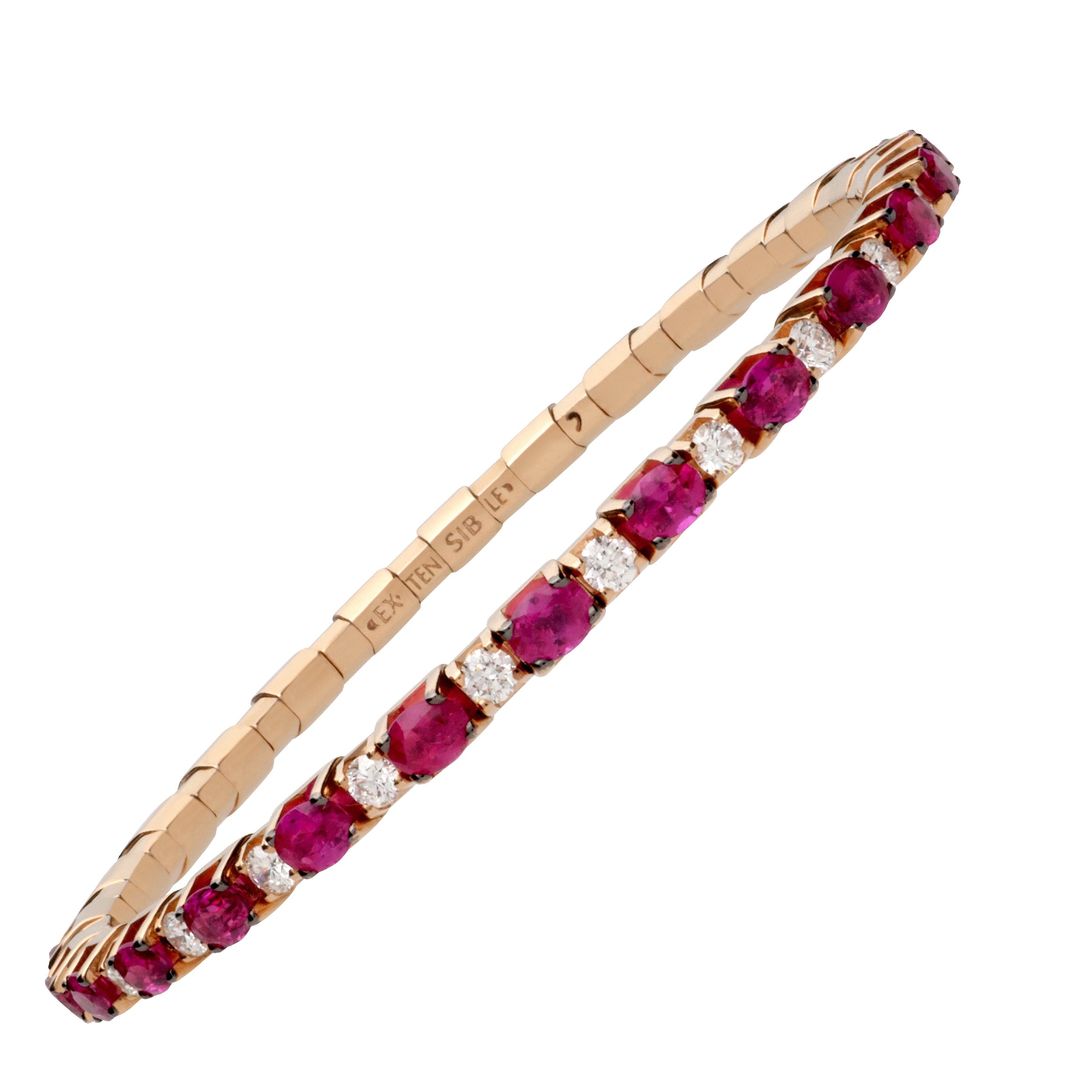 Oval Cut Ruby & Diamond Stretch Bracelet – Extensible