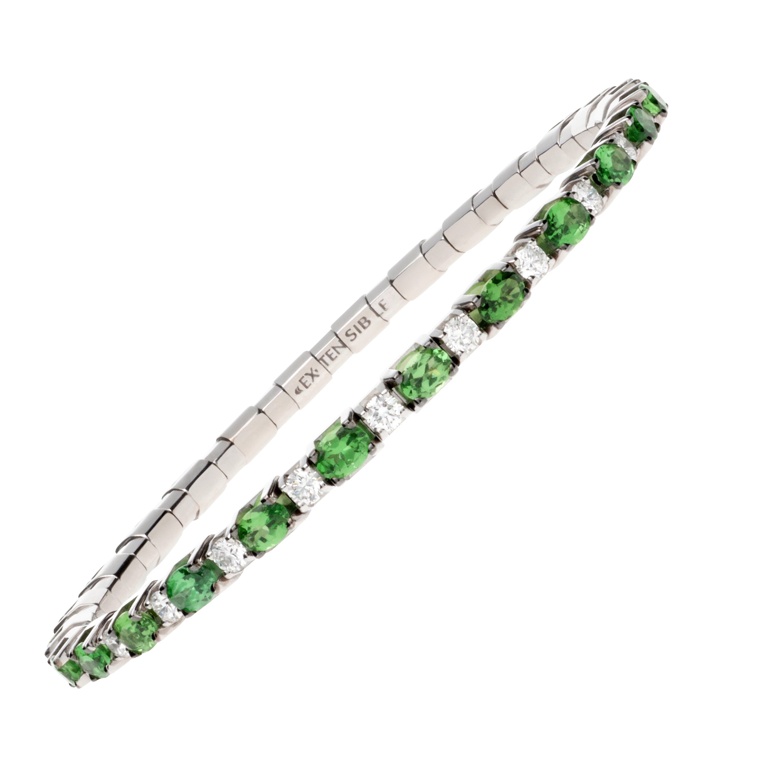 Oval Cut Tsavorite & Diamond Stretch Bracelet – Extensible